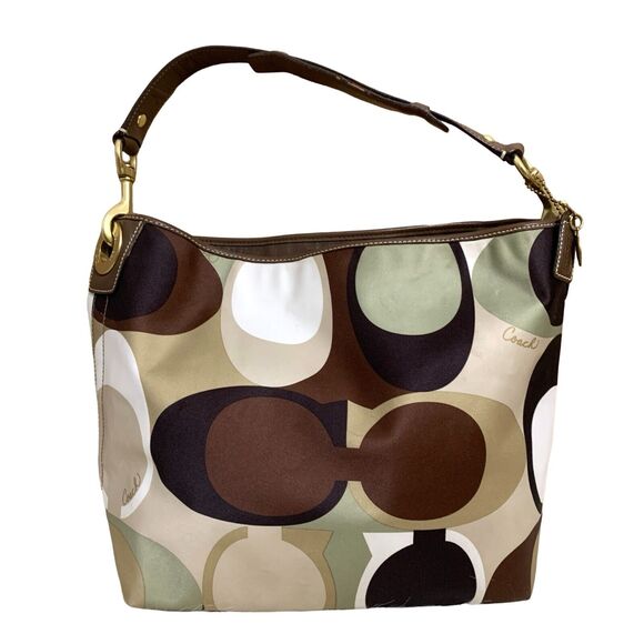 Coach | Bags | Coach Vintage Sateen Scarf Print Optic Signature Logo ...